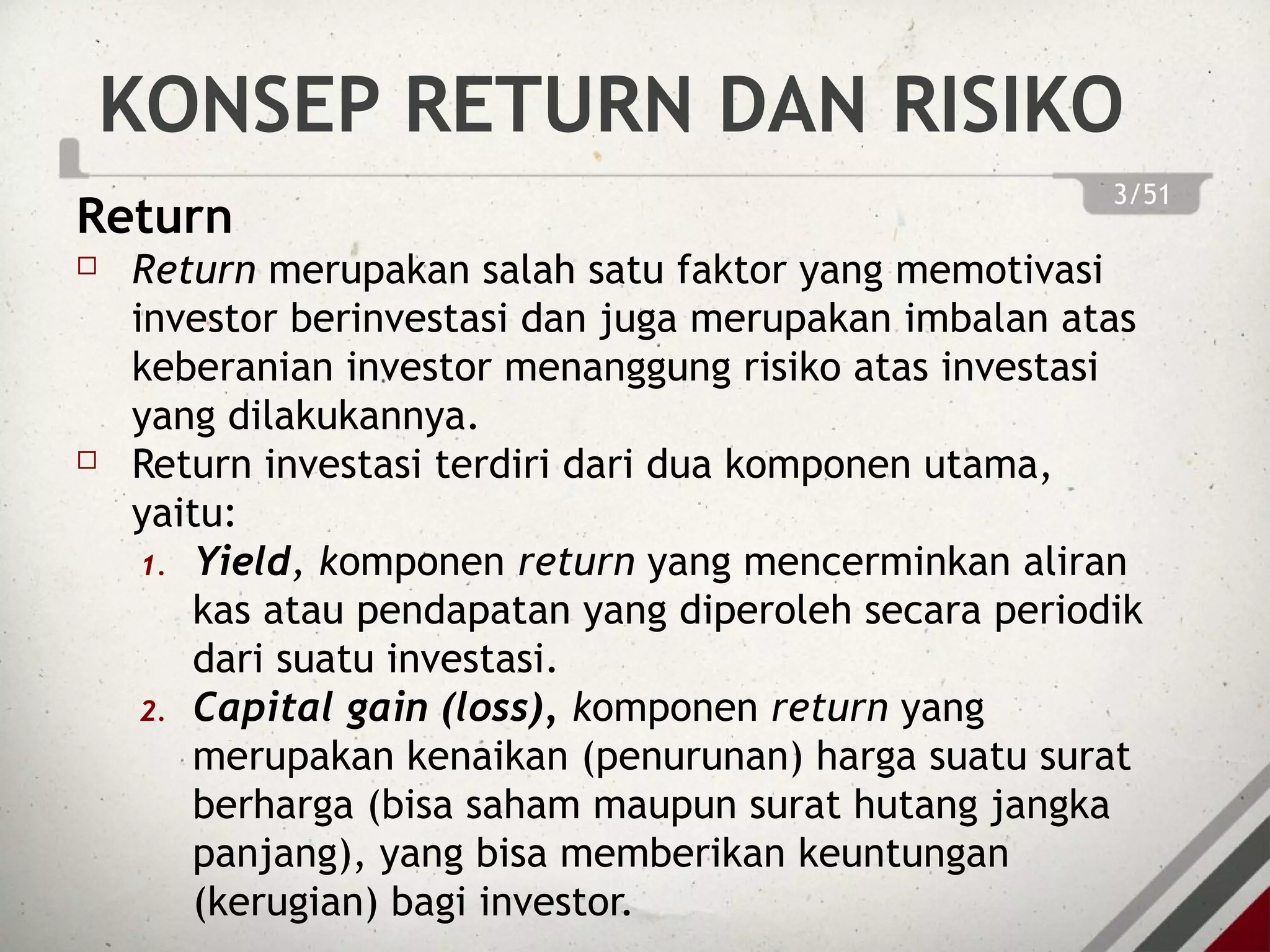 Portofolio investasi-bab-4-return-yang-diharapkan-resiko-portofolio | PPT