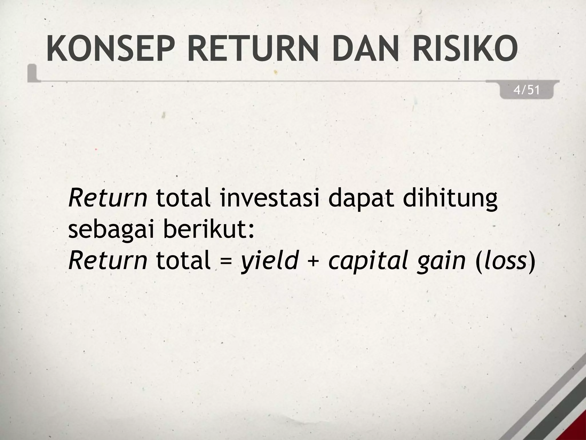 Portofolio investasi-bab-4-return-yang-diharapkan-resiko-portofolio | PPT