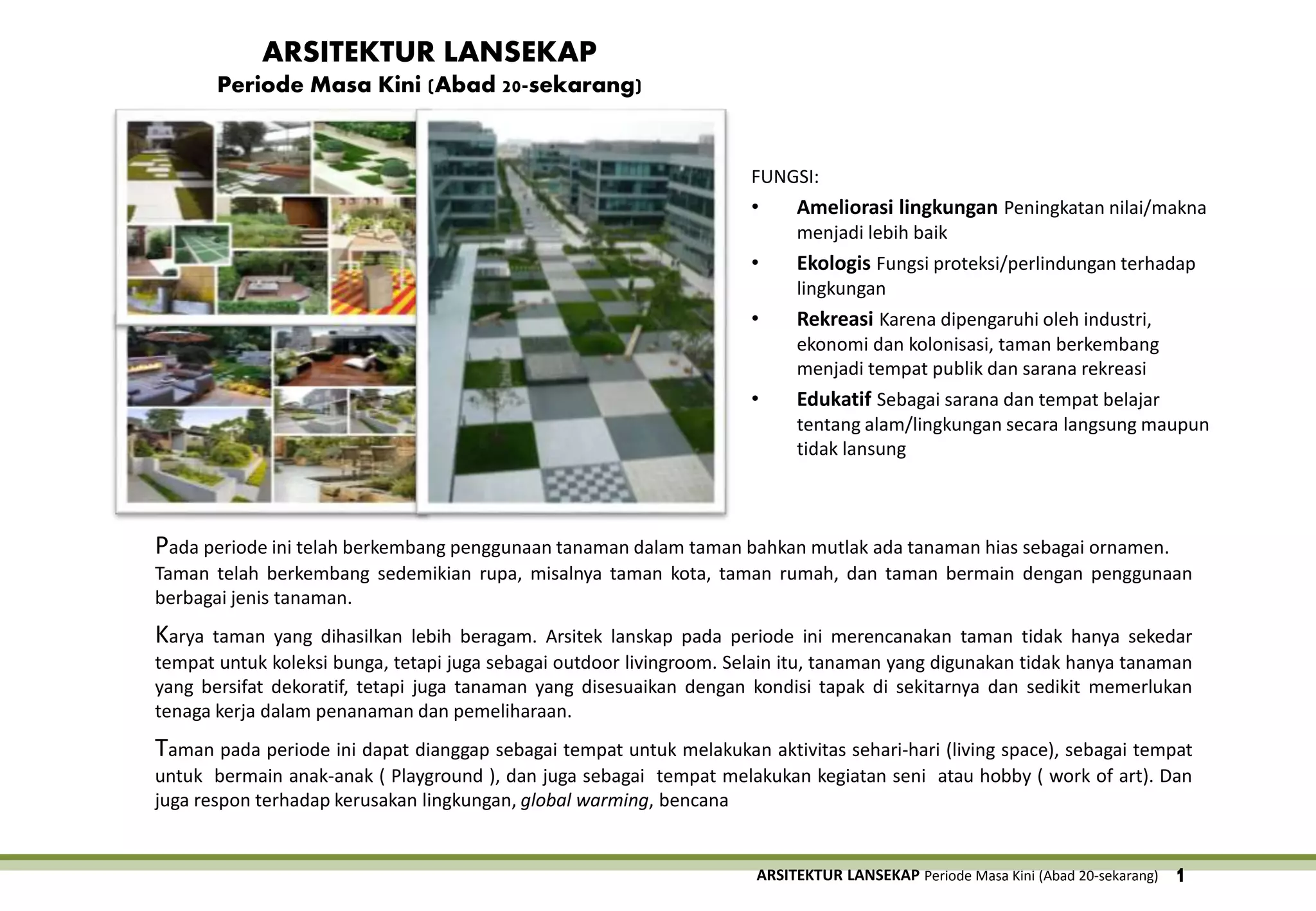 Arsitektur Lanskap Masa Kini | PPTX