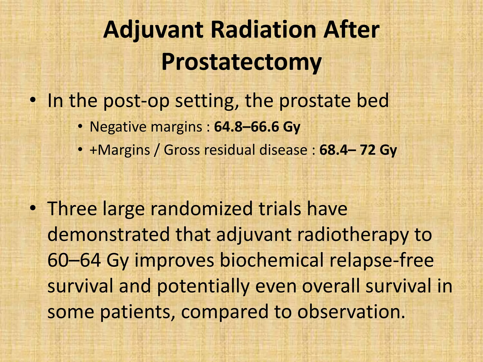 Post Operative RT in Carcinoma prostate | PPTX
