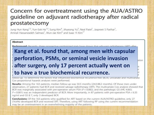Post Operative RT in Carcinoma prostate | PPTX | Cancer | Diseases and ...