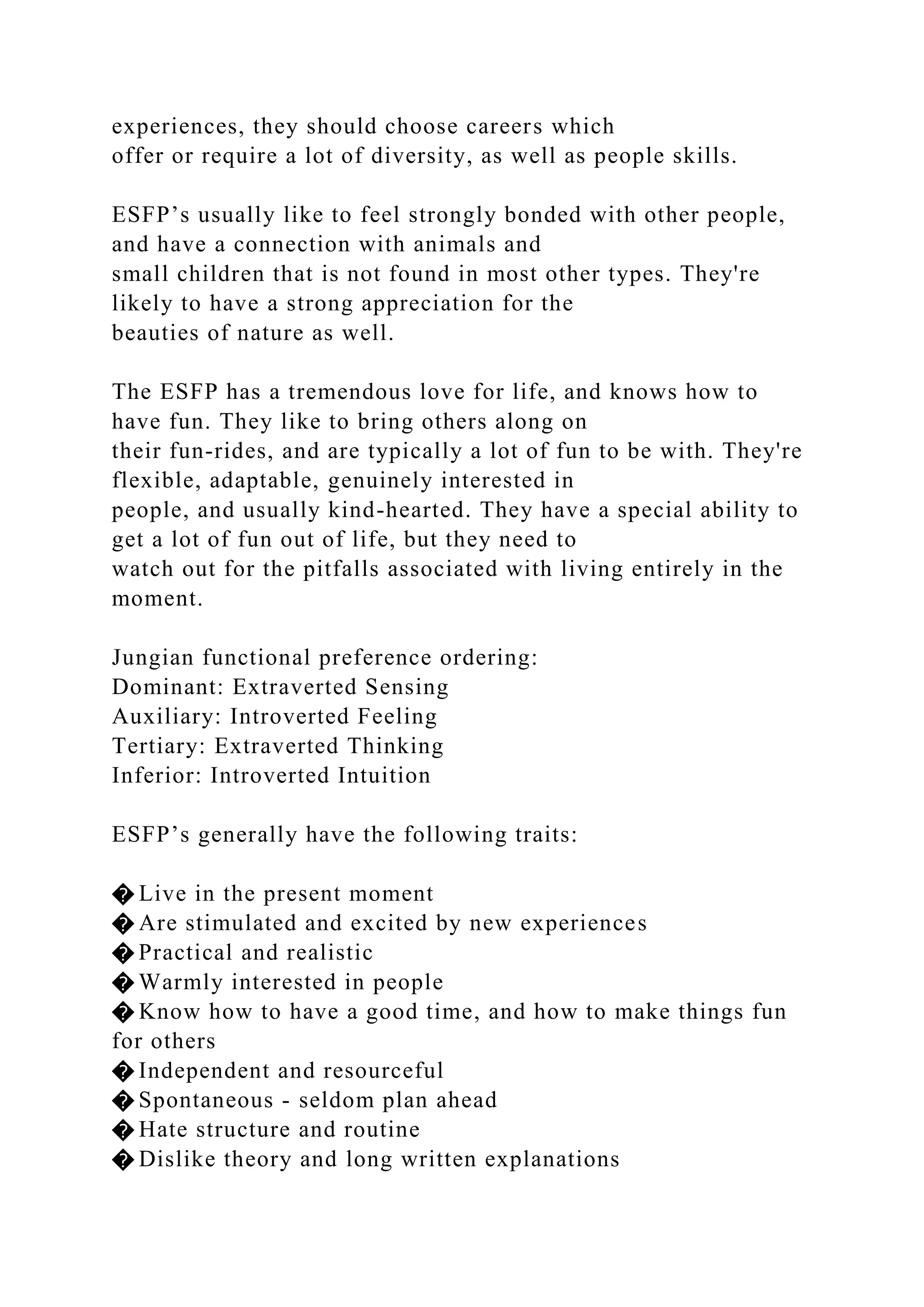 Portrait of an ESFP - Extraverted Sensing Feeling Perceiving .docx