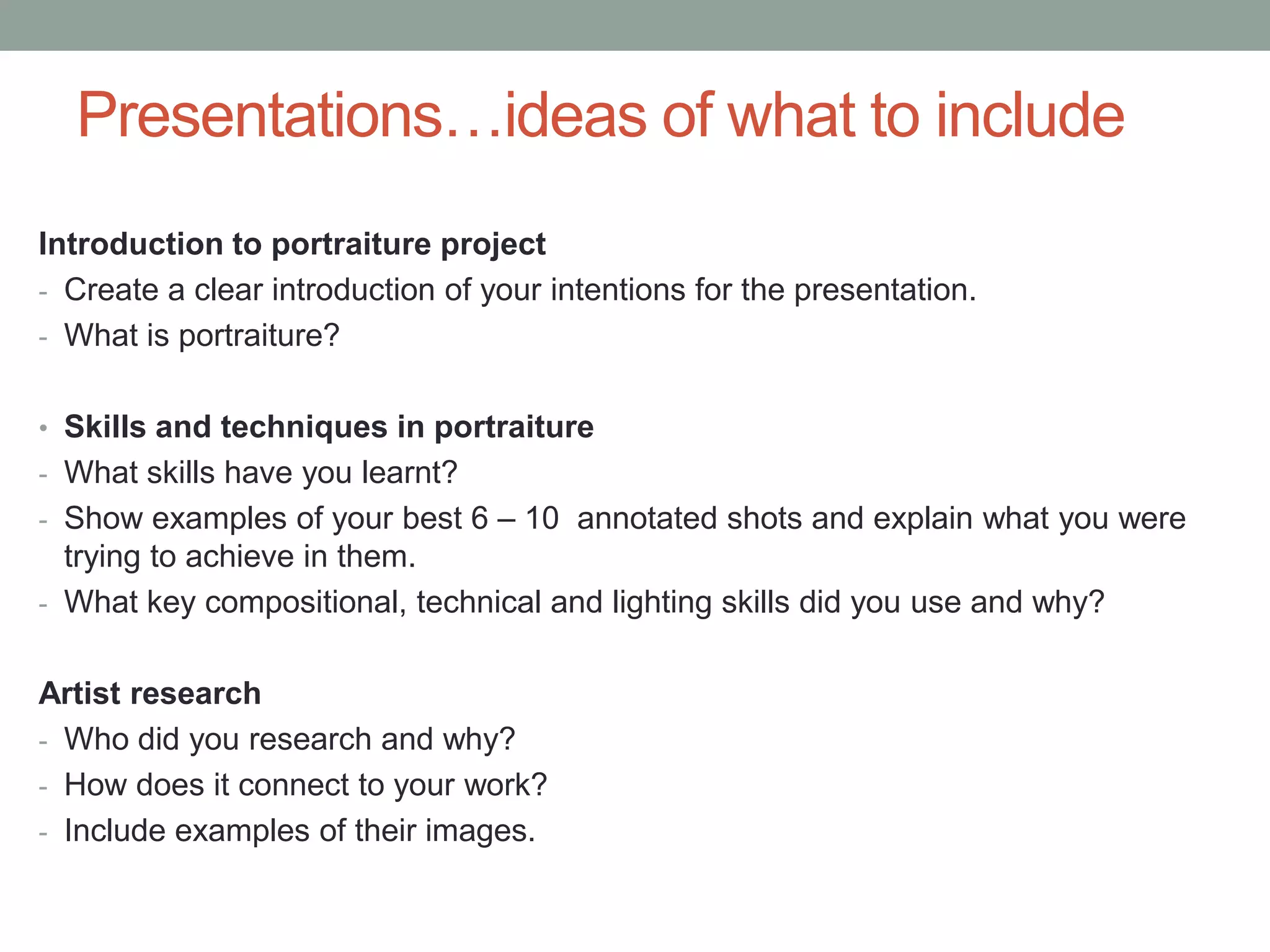 Portraiture presentations | PPTX
