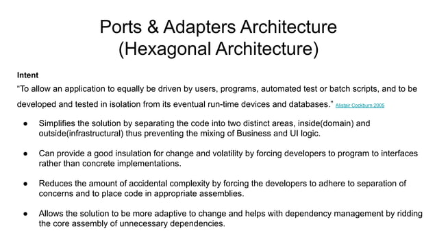 Ports adapters architecture (hexagonal architecture) | PPT