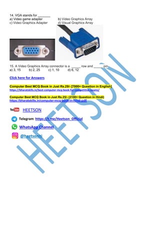 Computer Ports MCQ (Cables and Connectors) | PDF