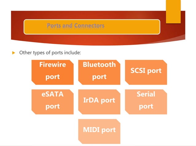 Ports and Connectors | PPTX | Computer Peripherals | Computing