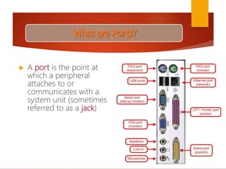 Ports and Connectors | PPTX | Computer Peripherals | Computing