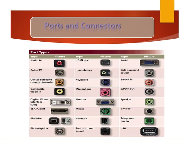 Ports and Connectors | PPTX | Computer Peripherals | Computing