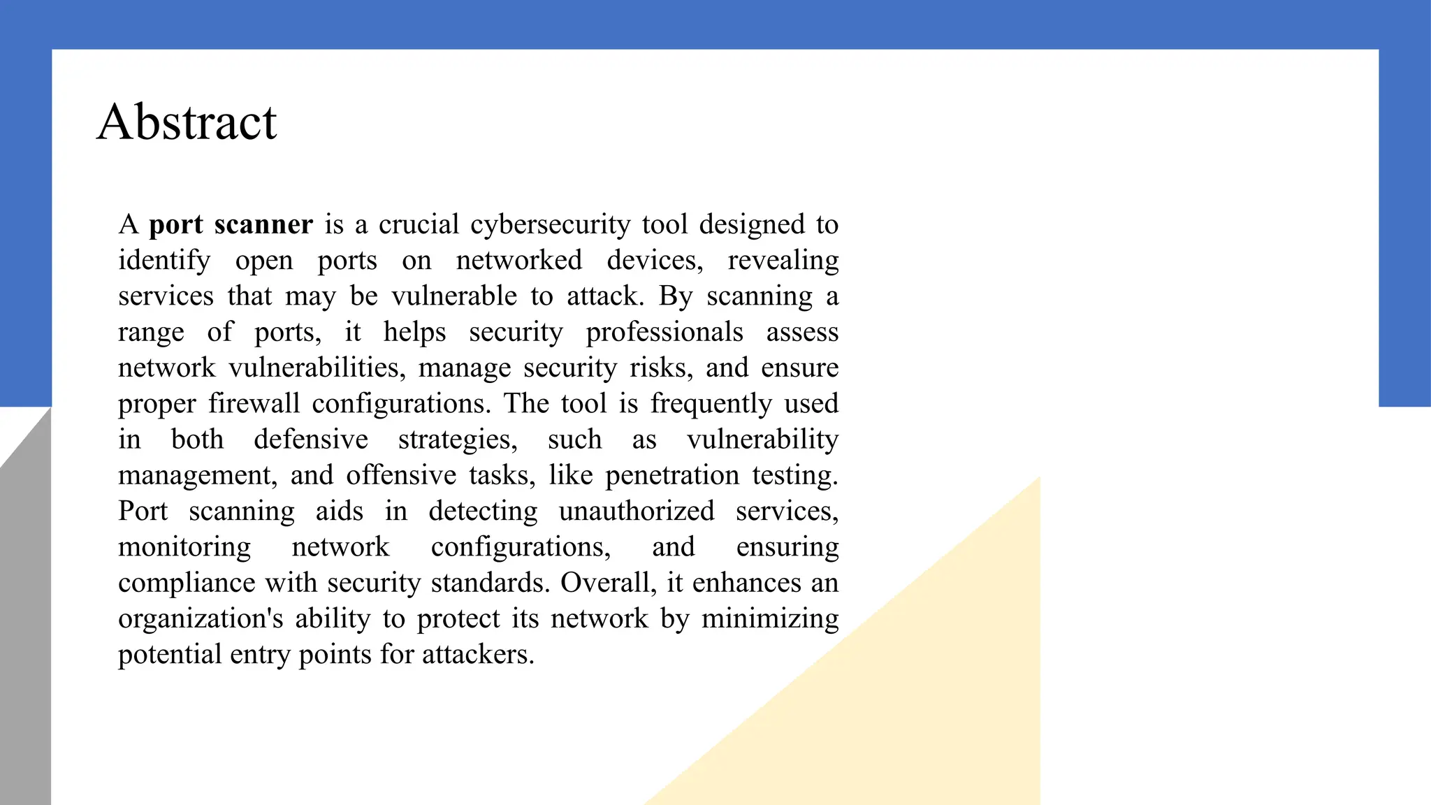 PortScannercybersecurityproject(PP).pptx | Information and Network ...