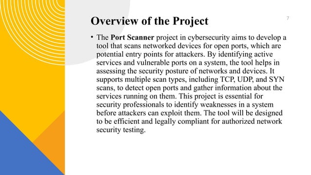 PortScannercybersecurityproject(PP).pptx | Information and Network ...