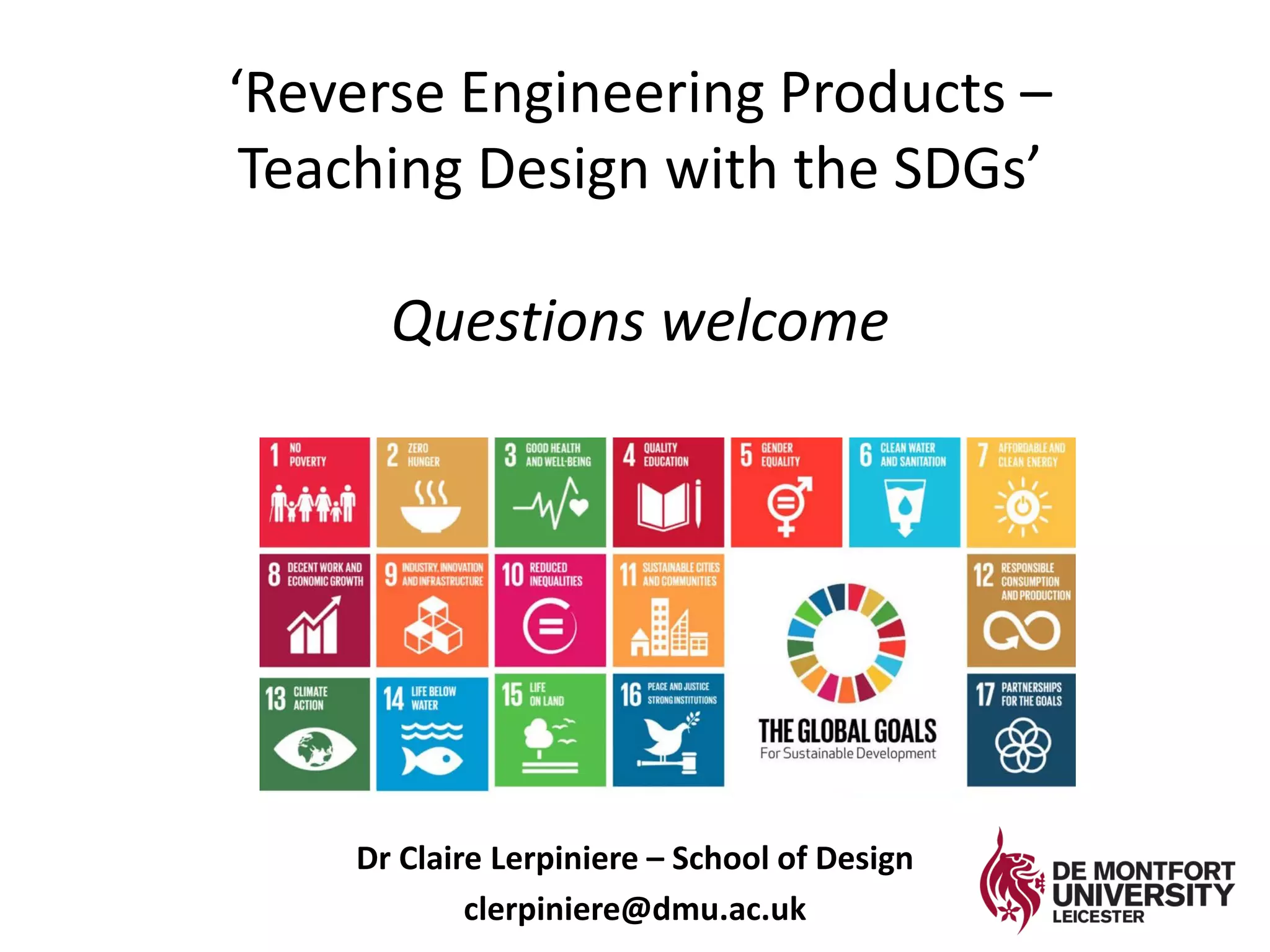 Reverse Engineering Products - Teaching Design with the SDGs by Dr ...