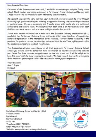 Portstewart Primary School prospectus | PDF