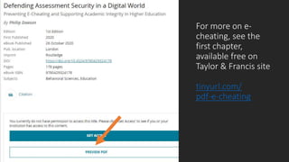 Defending assessment against e cheating - design and standards | PPT