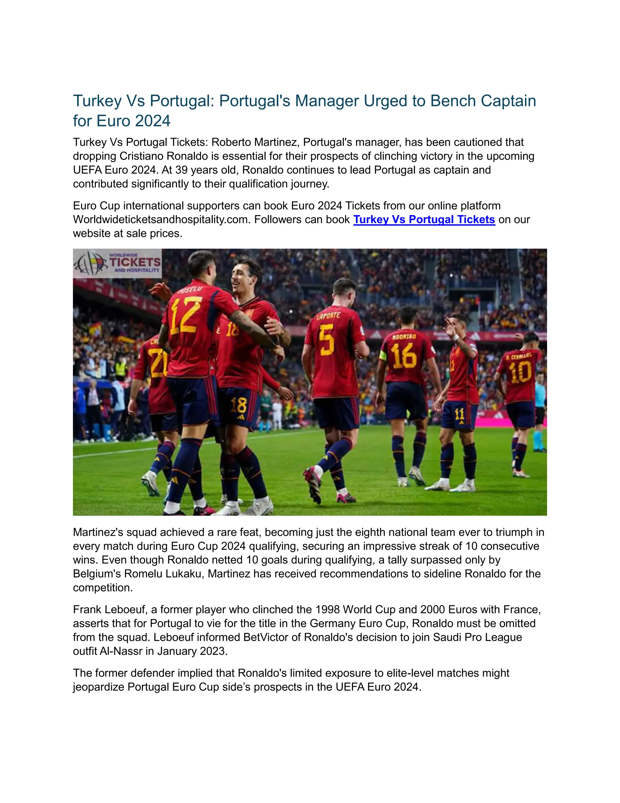 Portugal Vs Turkey- Portugal's Manager Urged to Bench Captain for Euro ...