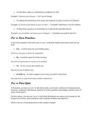 Por vs Para | PDF