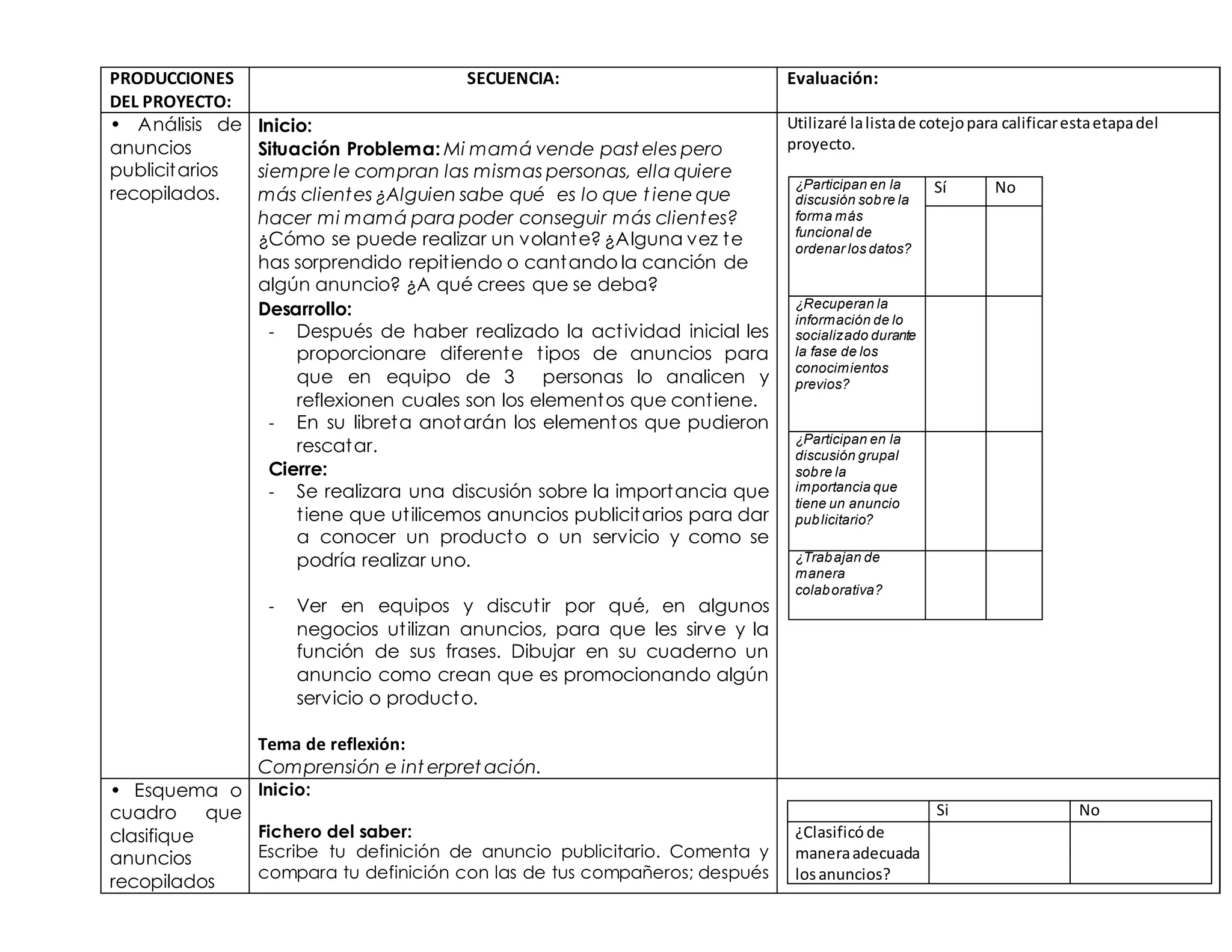Planificación de un Proyecto de español | DOCX | Advertising Industry ...