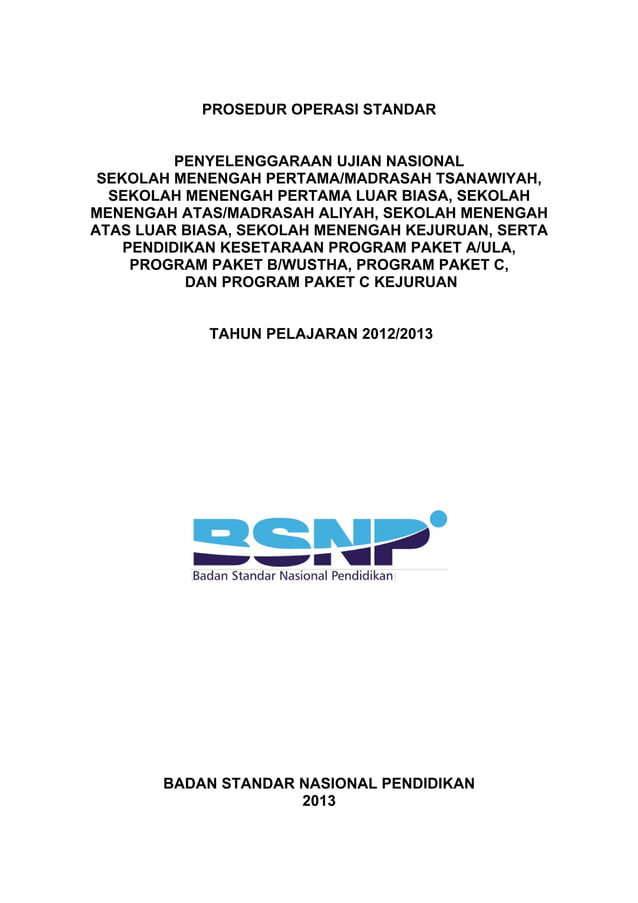 POS UN SMP, SMA, SMK dan UNPK Tahun 2013 | PDF