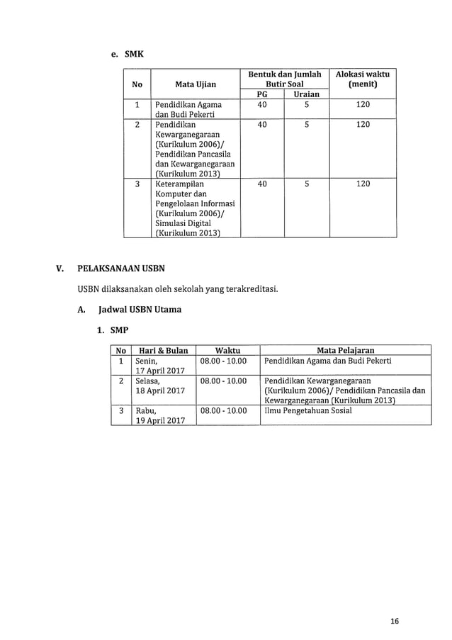 Prosedur Operasional Standar Penyelenggaraan USBN TAHUN 2017 | PDF