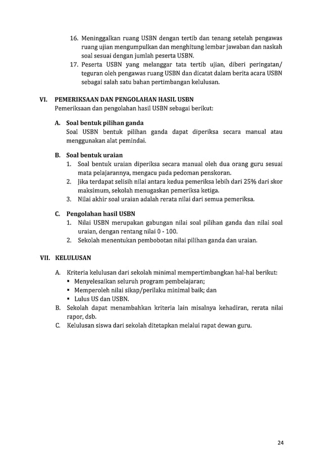 Prosedur Operasional Standar Penyelenggaraan USBN TAHUN 2017 | PDF
