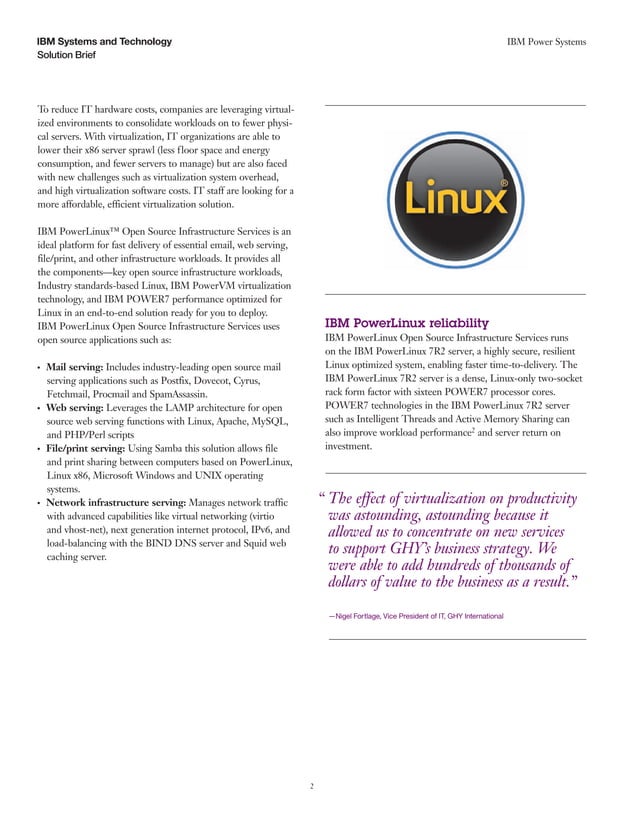 IBM PowerLinux Open Source Infrastructure Services | PDF