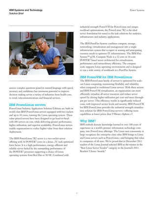 IBM PowerLinux Industry Application Solution Editions | PDF