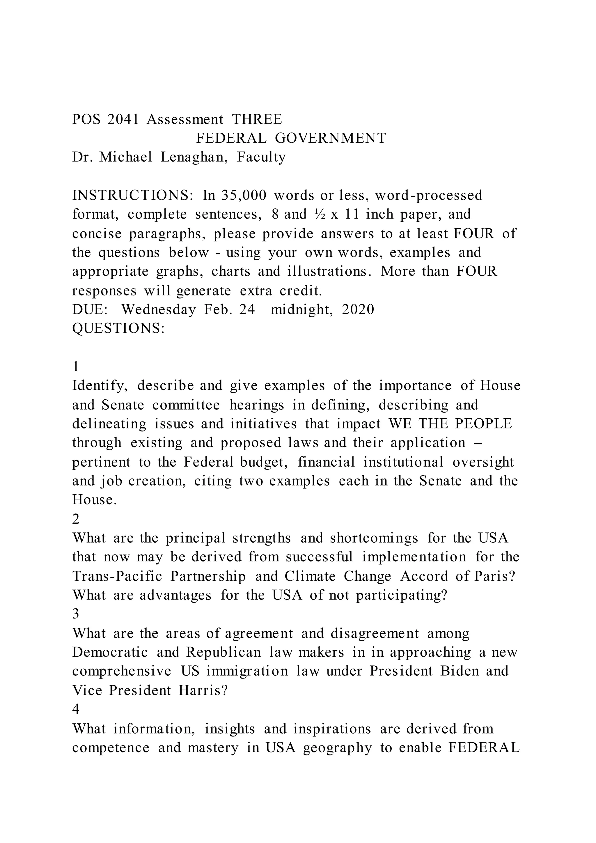 Pos 2041 assessment three federal gover | DOCX