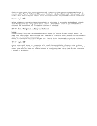 Pos 301 arizona and federal government entire course | PDF