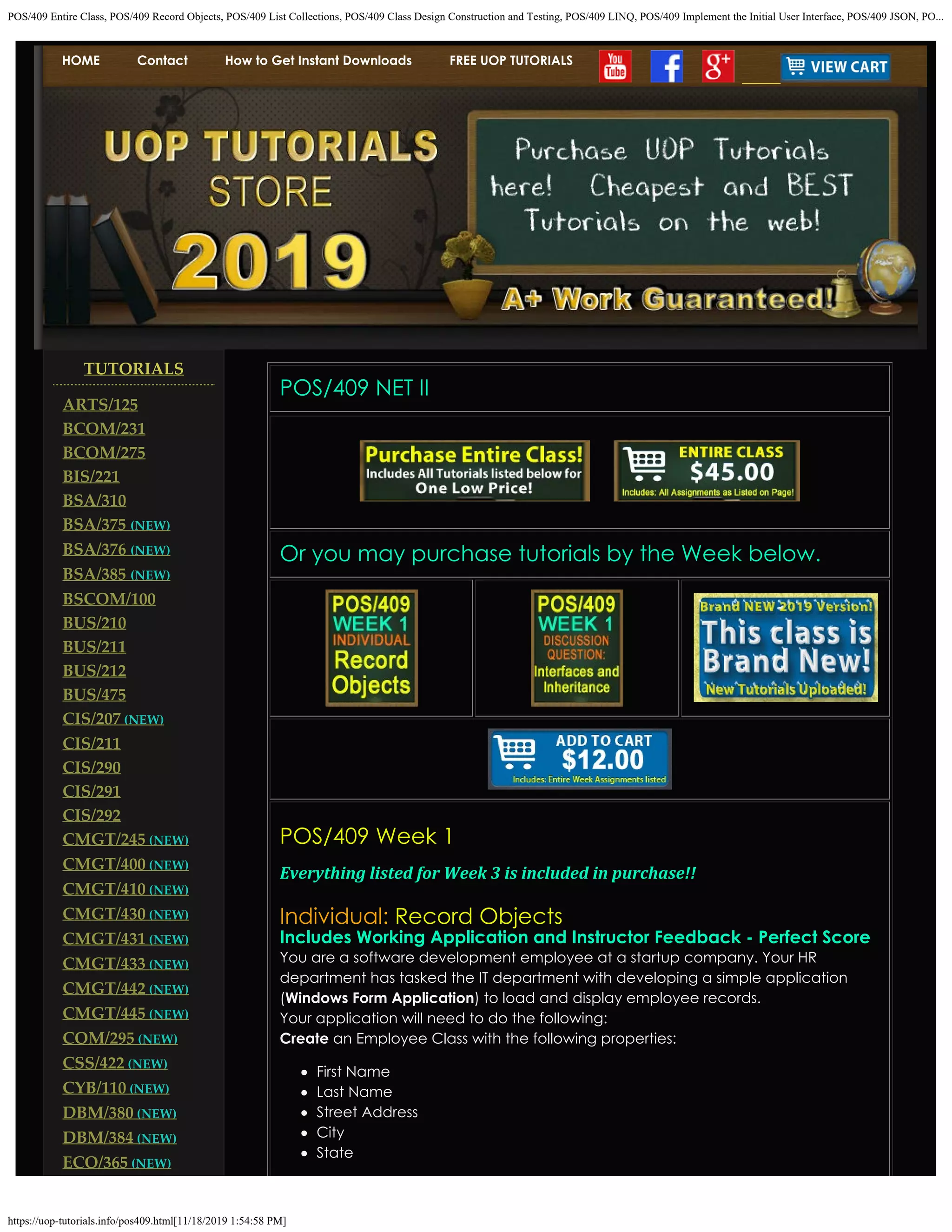 POS/409 ENTIRE CLASS UOP TUTORIALS | PDF