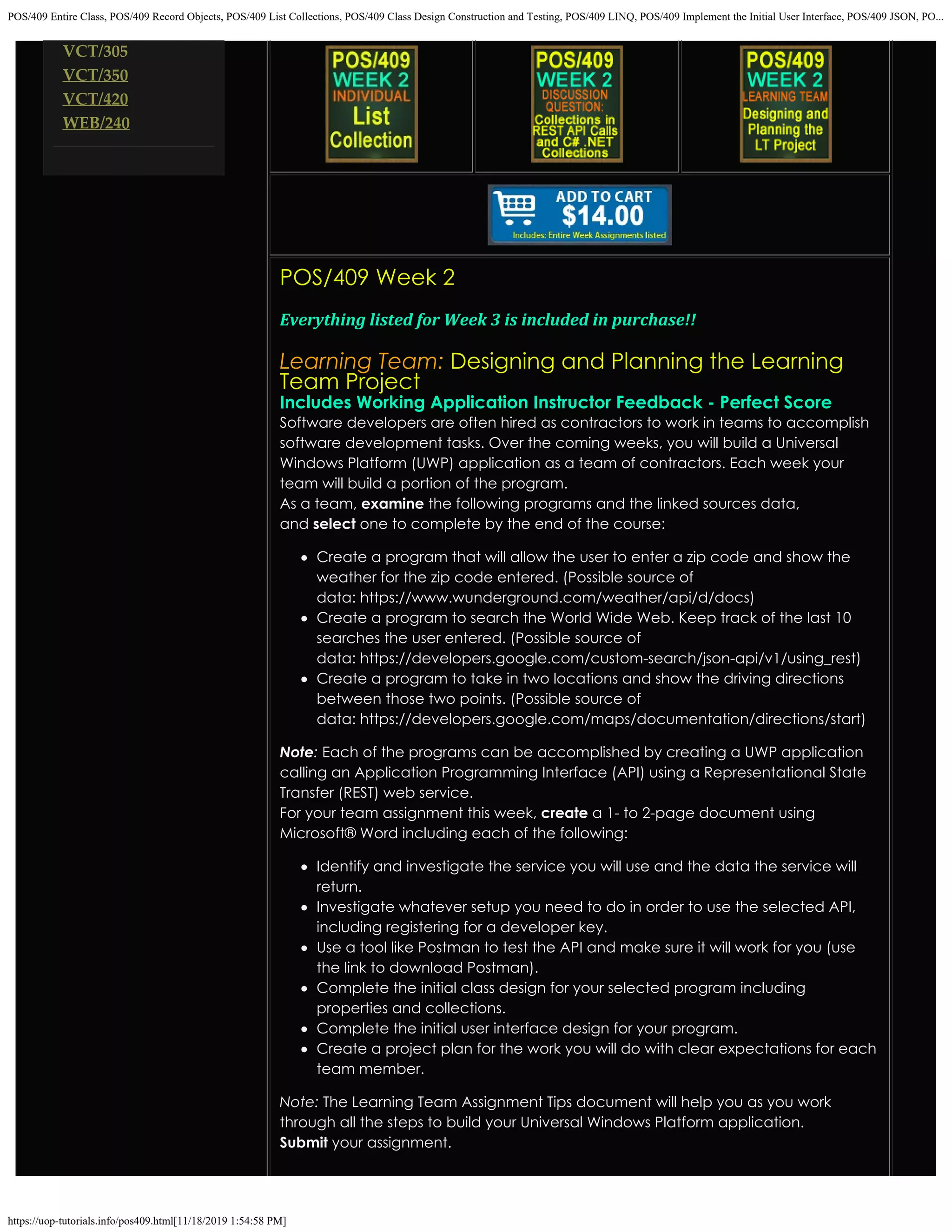 POS/409 ENTIRE CLASS UOP TUTORIALS