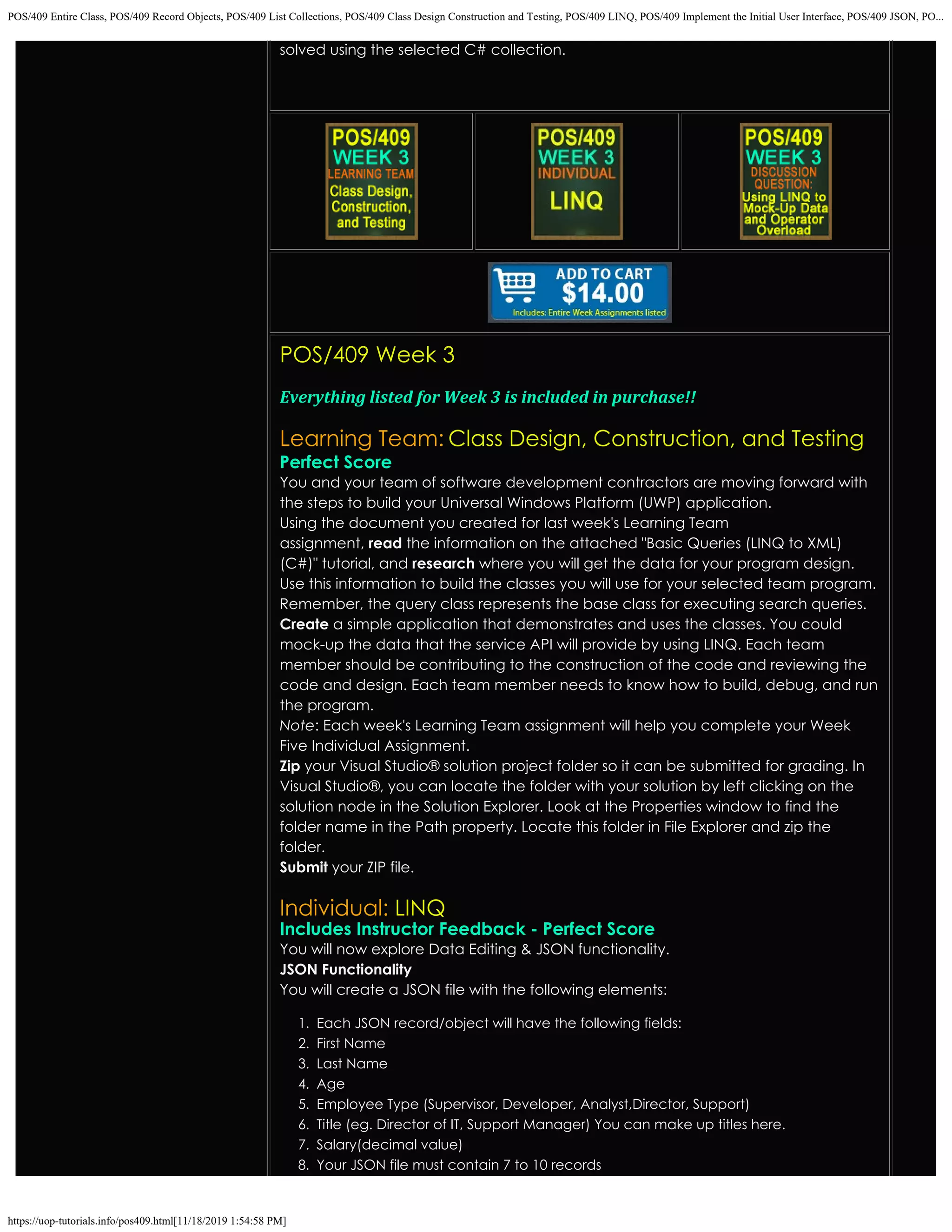 POS/409 ENTIRE CLASS UOP TUTORIALS