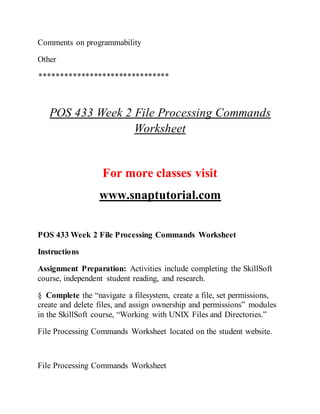 POS 433 Education Organization / snaptutorial.com | PDF