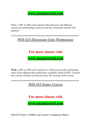 Pos 433 Education Specialist-snaptutorial.com