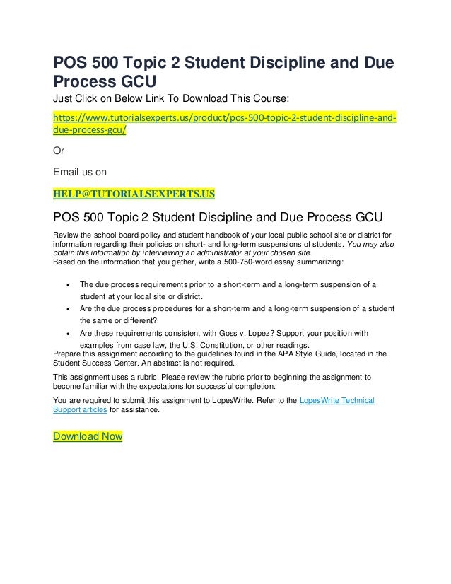 Pos 500 topic 2 student discipline and due process gcu Pos 500 topic 2 student discipline and due process gcu