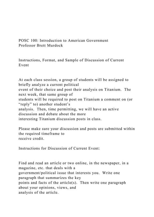 POSC 100 Introduction to American Government Professor Bre.docx