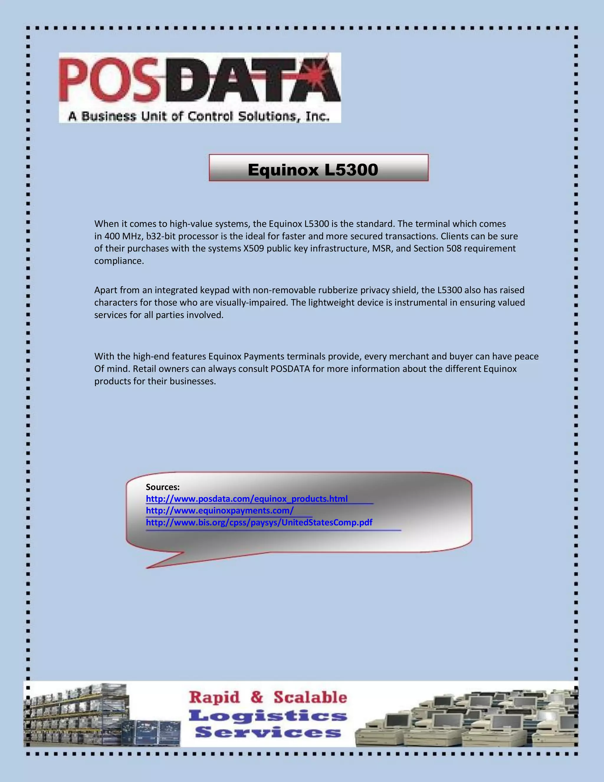 Posdata ensuring better electronic payment transactions with equinox terminals | PDF | Consumer ...