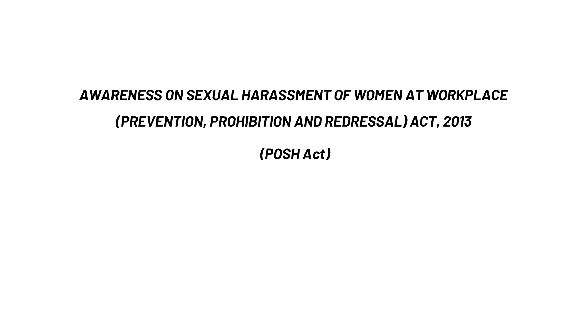 POSH PPT prevention of sexual harrassment | PPTX