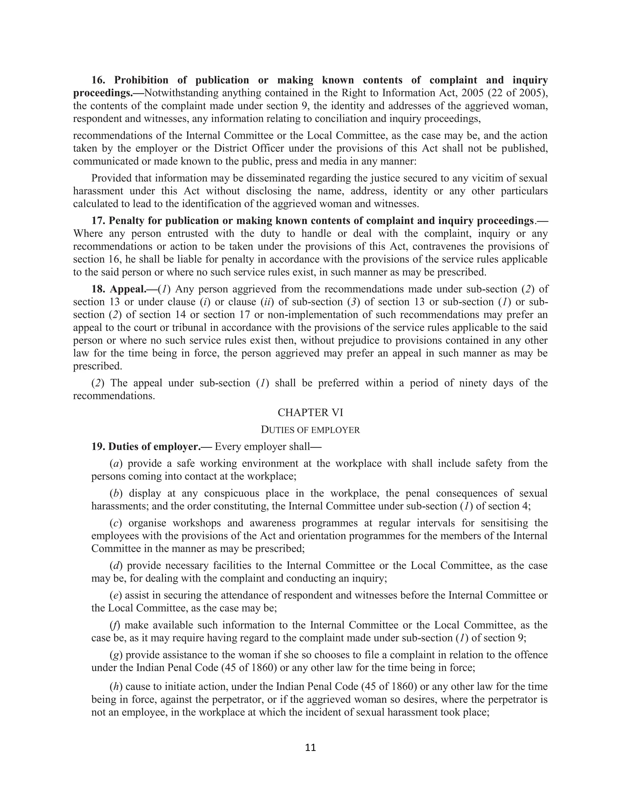 POSH Act 2013 (PREVENTION, PROHIBITION AND REDRESSAL of Sexual ...