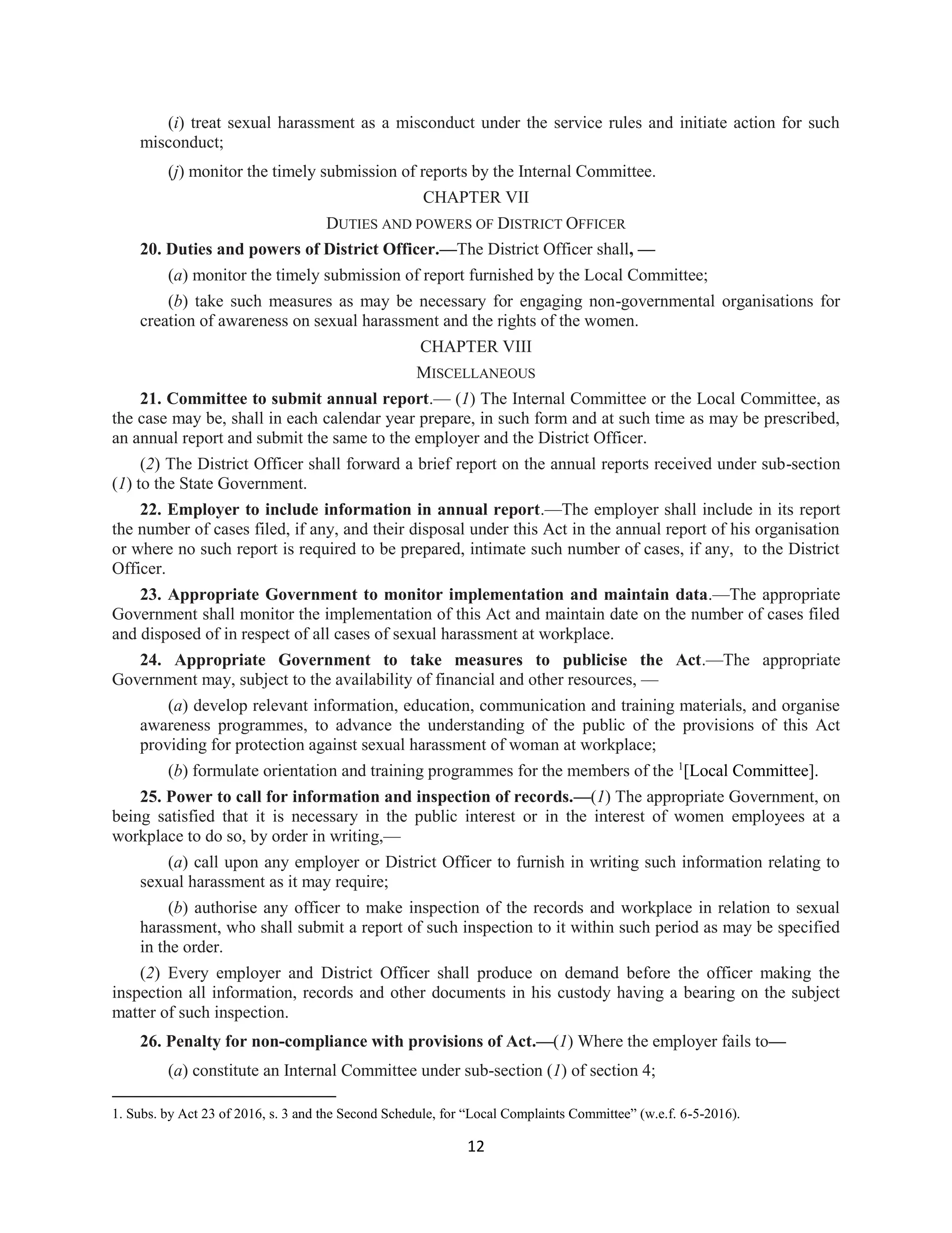 POSH Act 2013 (PREVENTION, PROHIBITION AND REDRESSAL of Sexual ...