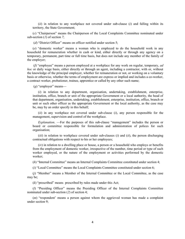 POSH Act 2013 (PREVENTION, PROHIBITION AND REDRESSAL of Sexual ...