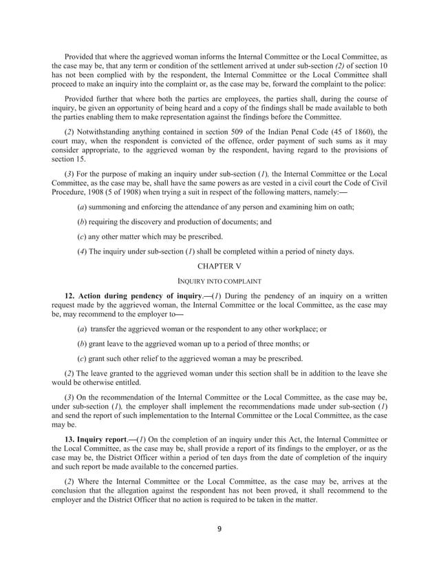 POSH Act 2013 (PREVENTION, PROHIBITION AND REDRESSAL of Sexual ...