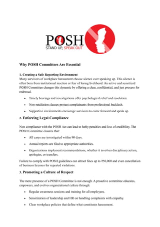From Silence to Support: The Role of POSH Committees | PDF