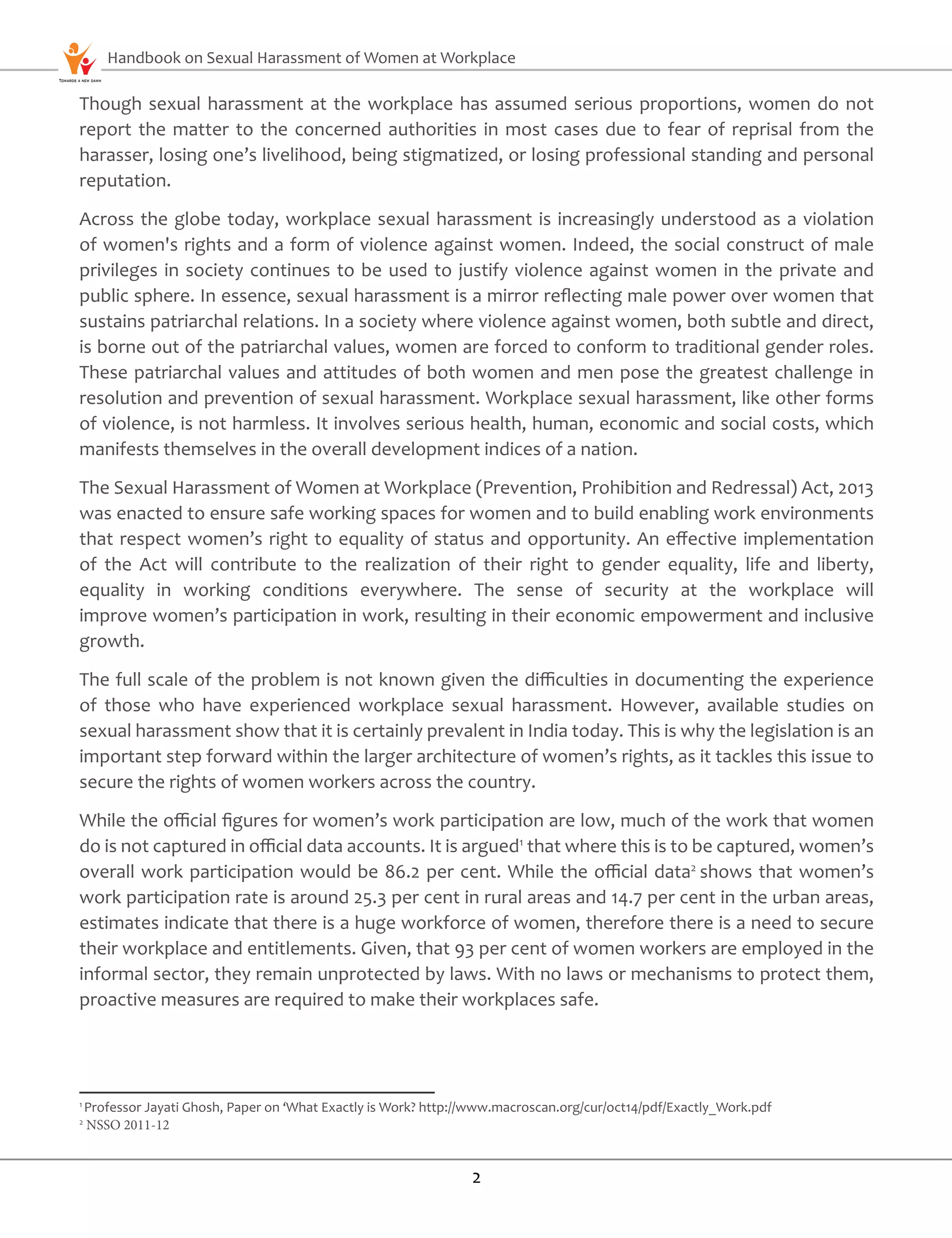 Handbook on Sexual Harassment Act | PDF