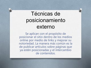 Posicionamiento de sitios y páginas web | PPTX | Search | Internet