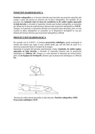 Posiciones radiográficas y proyecciones radiológicas | PDF