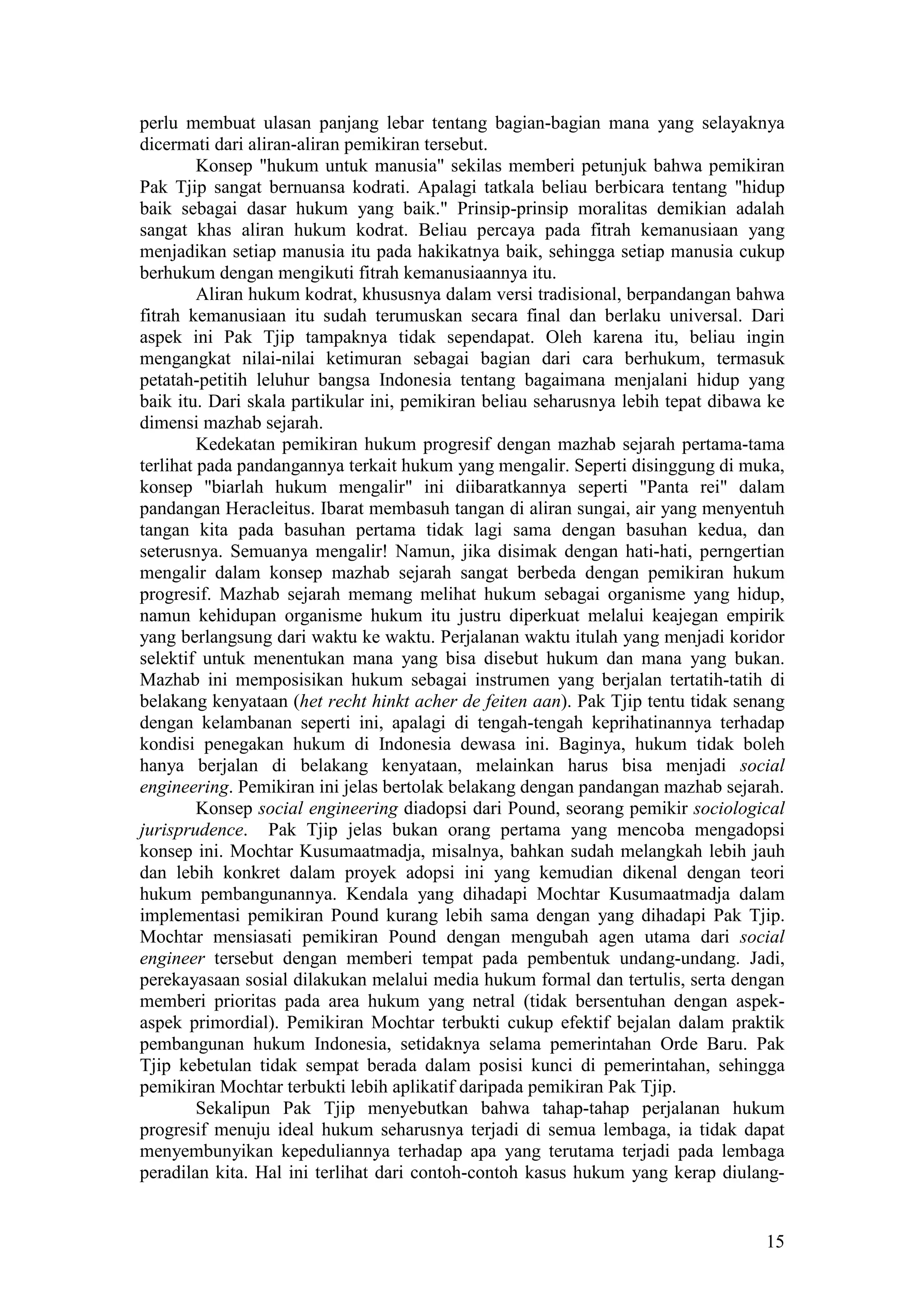 Posisi pemikiran hukum progresif dalam konfigurasi aliran filsafat ...