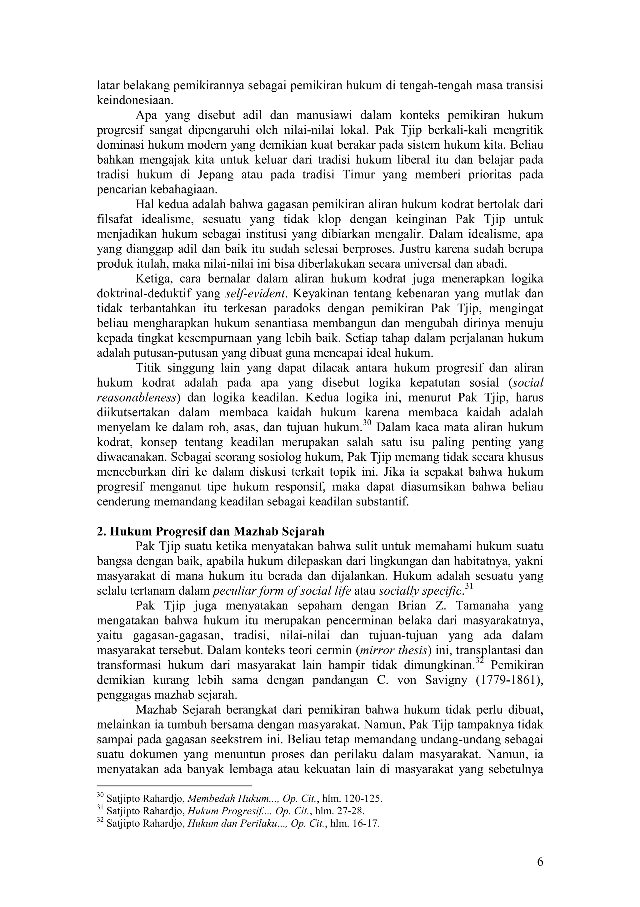 Posisi pemikiran hukum progresif dalam konfigurasi aliran filsafat hukum by shidarta | PDF