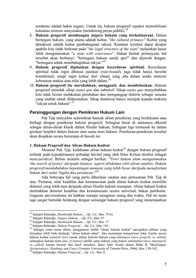 Posisi pemikiran hukum progresif dalam konfigurasi aliran filsafat hukum by shidarta | PDF