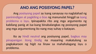 POSISYONG PAPEL Filipino sa Piling Larang ppt.pptx