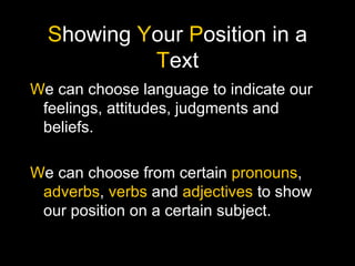 Showing your Position in a Text | PPT