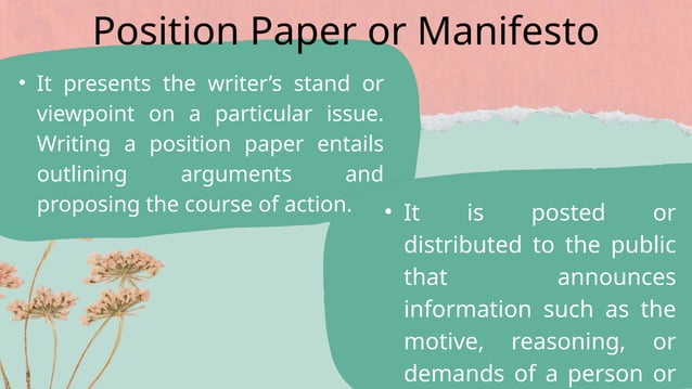 POSITION PAPER ENGLISH FOR PURPOSES IN GRADE 12 | PPT